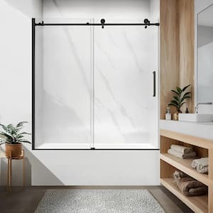 UNIKOO UKD06 56 to 60 in. W x 60 in. H Double Sliding Semi-Frameless ...