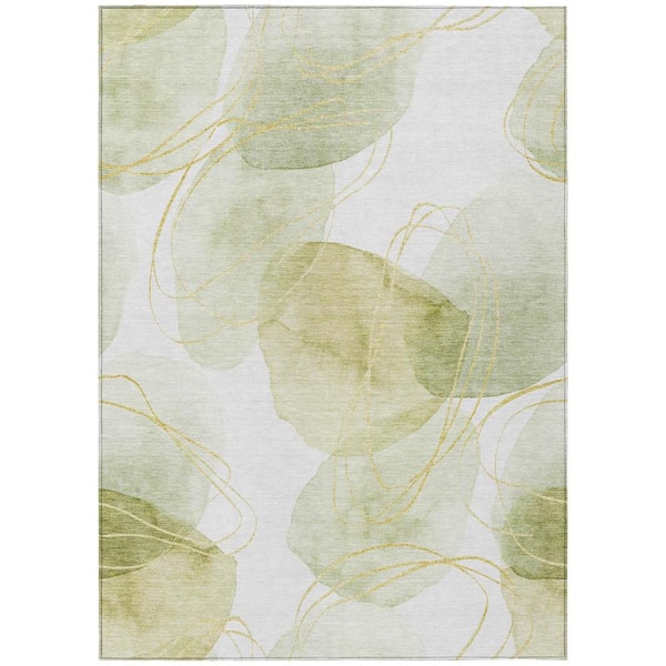 HomeRoots Green and Ivory 5 ft. x 8 ft. Woven Abstract Rectangle Indoor ...