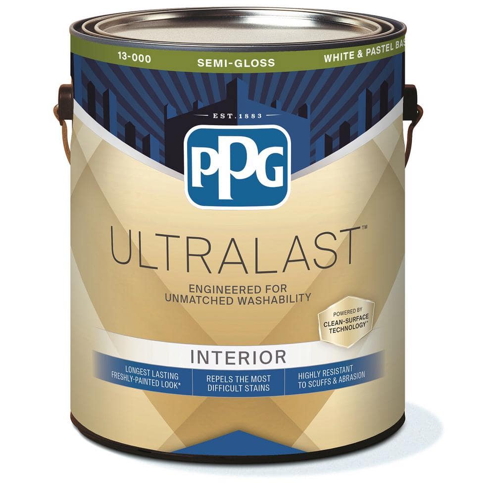 PPG UltraLast 1 gal. Base 1 Semi-Gloss Interior Paint with Primer 13 ...