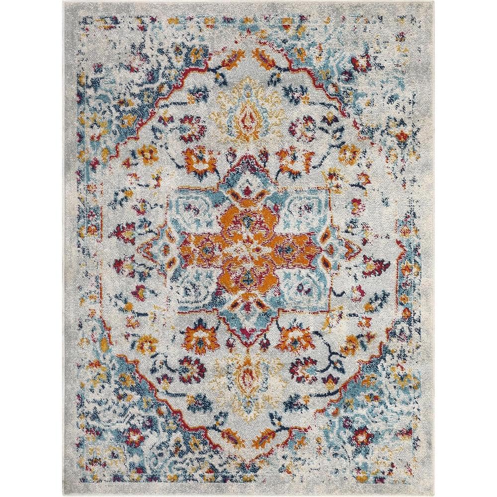 Garvee Vintage Multi-Colored 2 ft. x 3 ft. Boho Medallion Low Pile Non ...