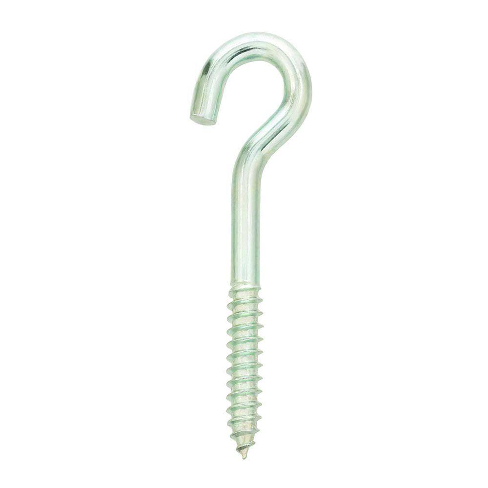 Everbilt 1/4 in. x 5 in. Zinc-Plated Lag Thread Screw Hook 09766 - The ...