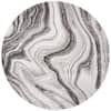 SAFAVIEH Craft Gray/Silver 5 ft. x 5 ft. Round Abstract Marbled Area ...