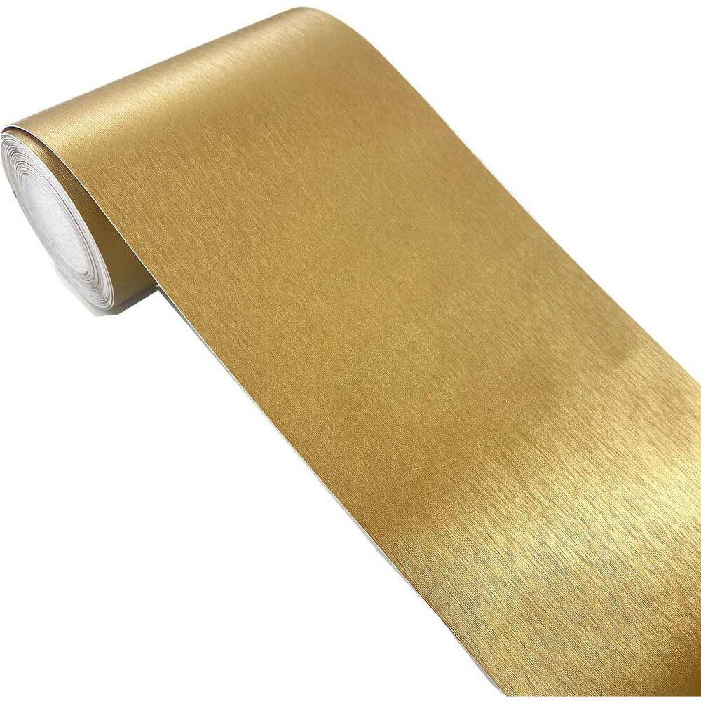 TUKTUK Metallic Brushed Gold Wallpaper Border Peel, Stick Vinyl Contact ...