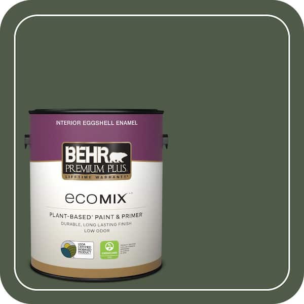 BEHR PREMIUM PLUS 1 gal. #440F-7 Fresh Pine Eggshell Enamel EcoMix ...