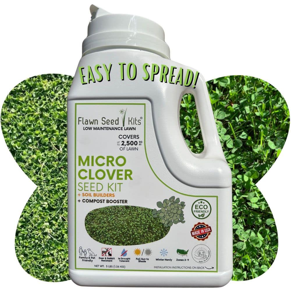 Flawn Seed Kits Micro Clover Alternative Grass Seed, Org Coated, Eco ...