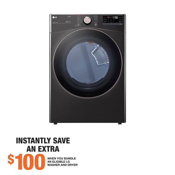 LG 7.4 Cu. Ft. Vented SMART Stackable Electric Dryer in Black Steel ...