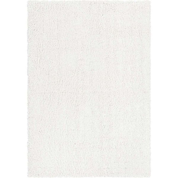 Unique Loom White 10 ft. x 14 ft. 1 in. Davos Shag Solid Area Rug ...