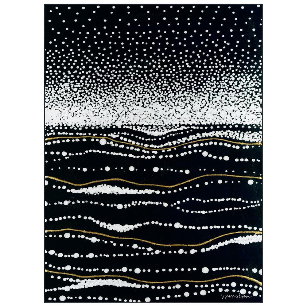 Empire Art Direct Black 8 ft. x 10 ft. Infinity Sands II Washable Art ...