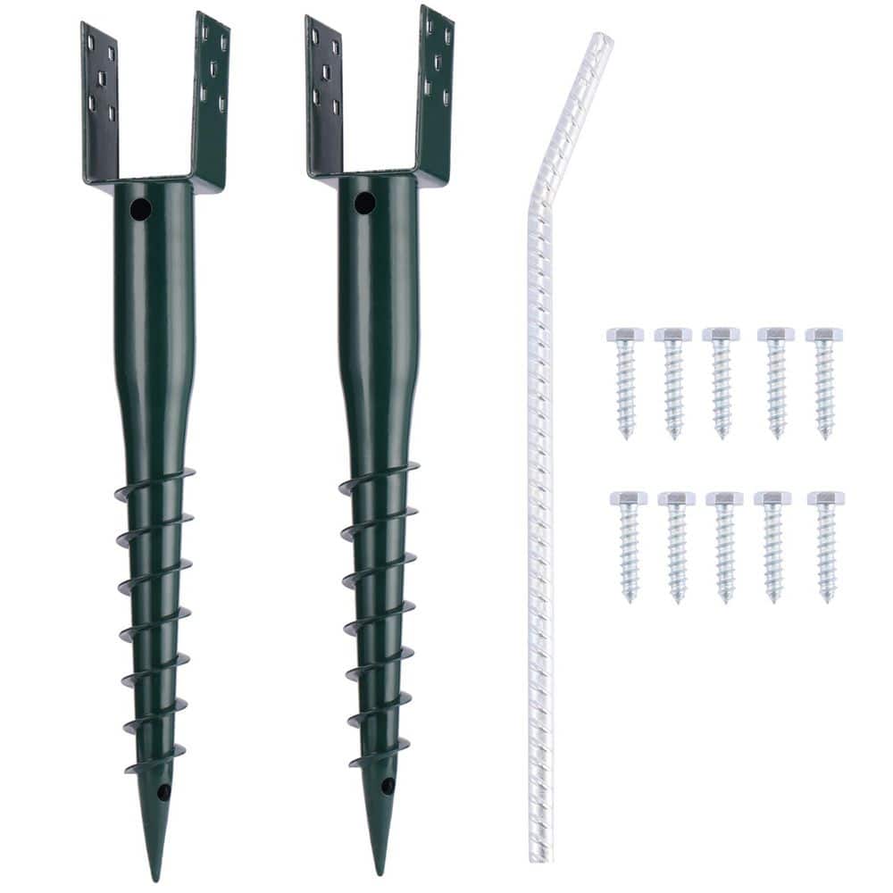 MOEPISY No Dig Ground Screw Anchor Spike-27 inch U Shaped Post Stake ...