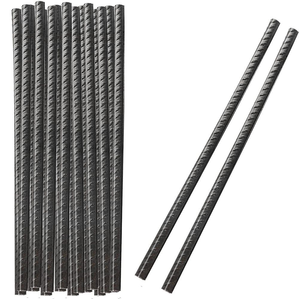 NVNOO 3/8 in. x 12 in. Black Metal Ground Rebar Stakes for Concrete ...