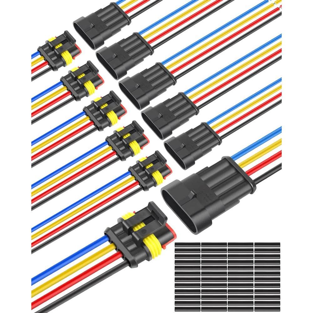 Lukyamzn 4-Pin Electrical 16 AWG 4-Wire Connector Waterproof Male and ...