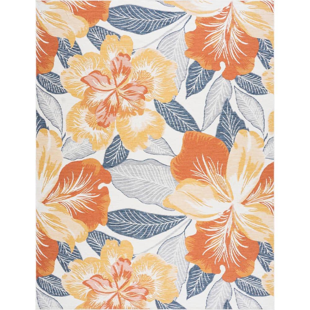 Tayse Rugs Flora Multi-Color 5 ft. x 7 ft. Floral Indoor/Outdoor Area ...