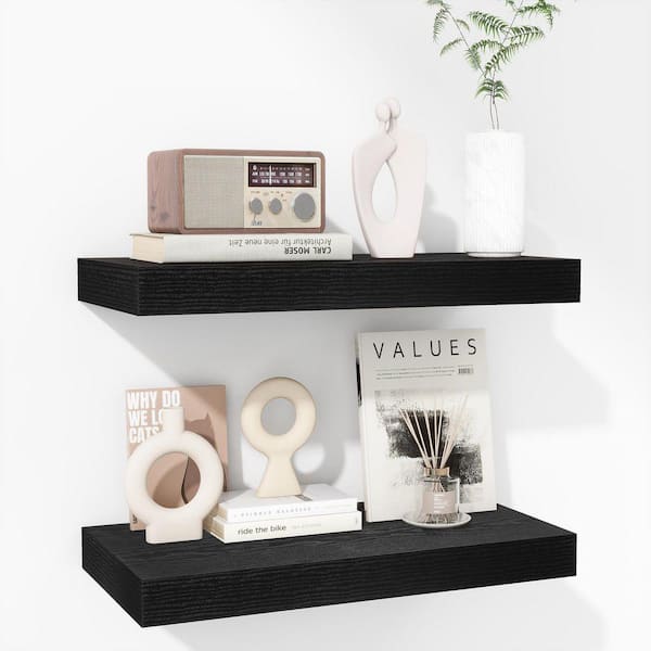 16 in. W x 8 in. D Floating Shelves, Wall Mounted, with Invisible ...