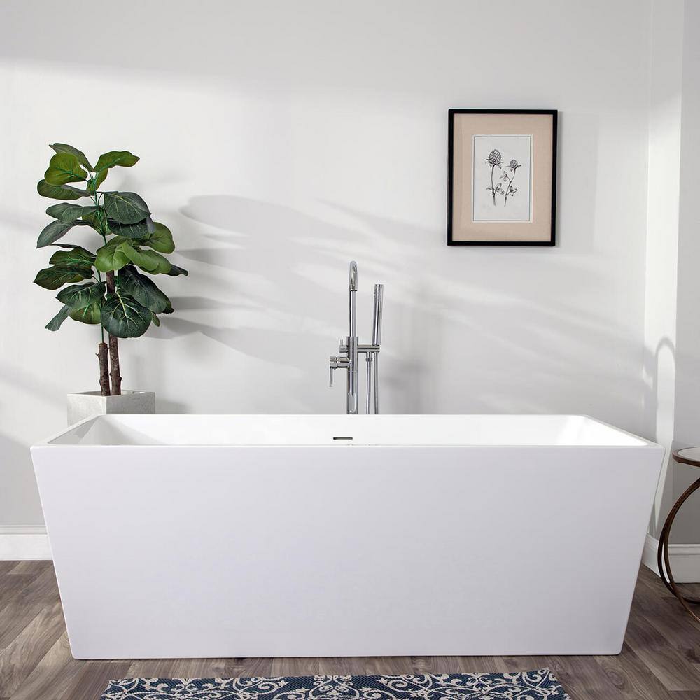 DreamLine Allure 59 in. x 29 in. Freestanding Acrylic Soaking Bathtub ...