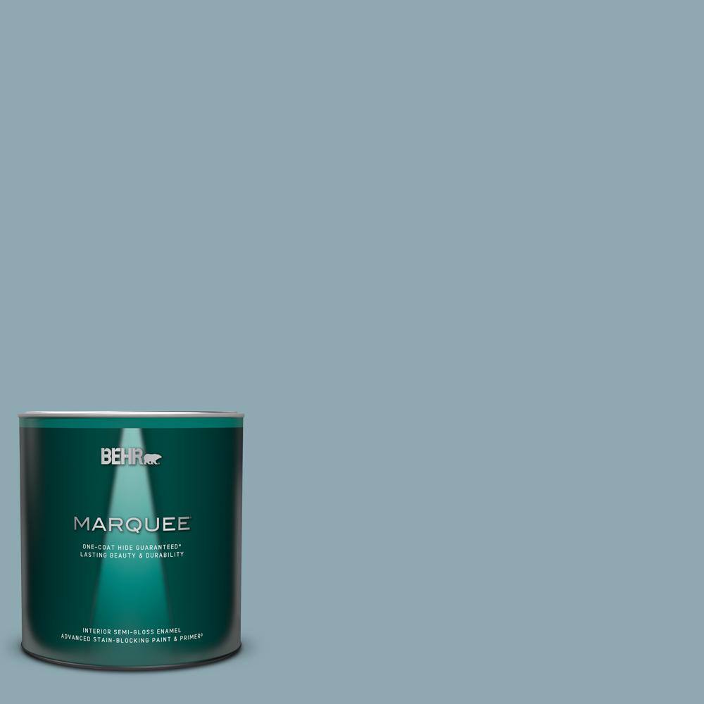 BEHR MARQUEE 1 qt. #530F-4 Newport Blue Semi-Gloss Enamel Interior ...
