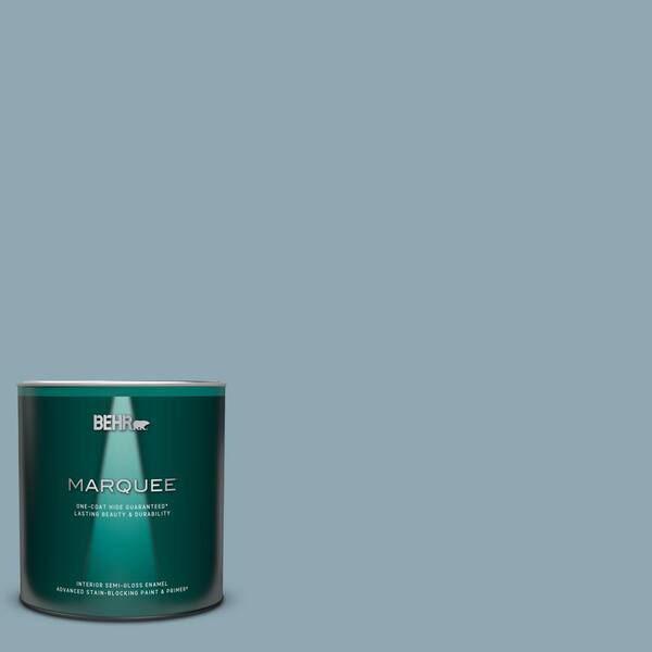 BEHR MARQUEE 1 qt. #530F-4 Newport Blue Semi-Gloss Enamel Interior ...