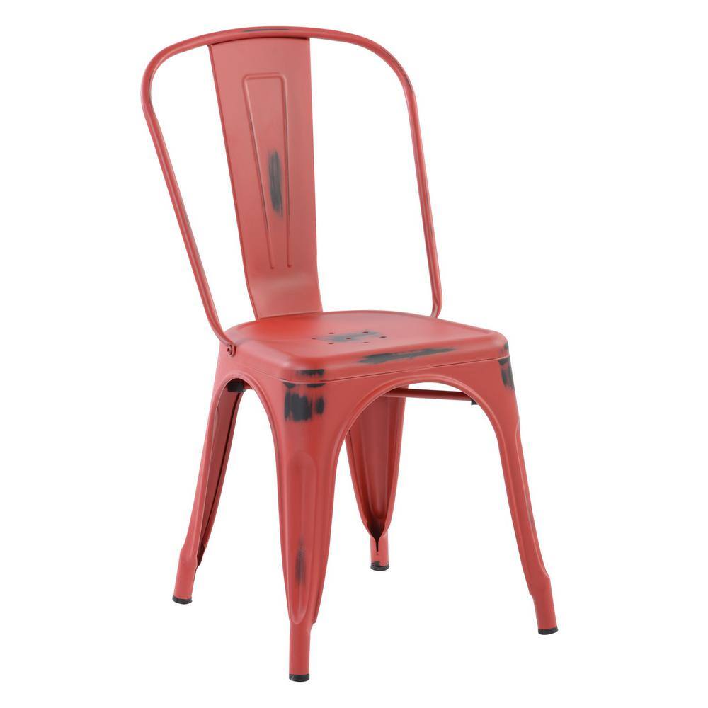 Homy Casa Kricox Red Metal Slat Back Stacking Side Chair (Set of 32 ...