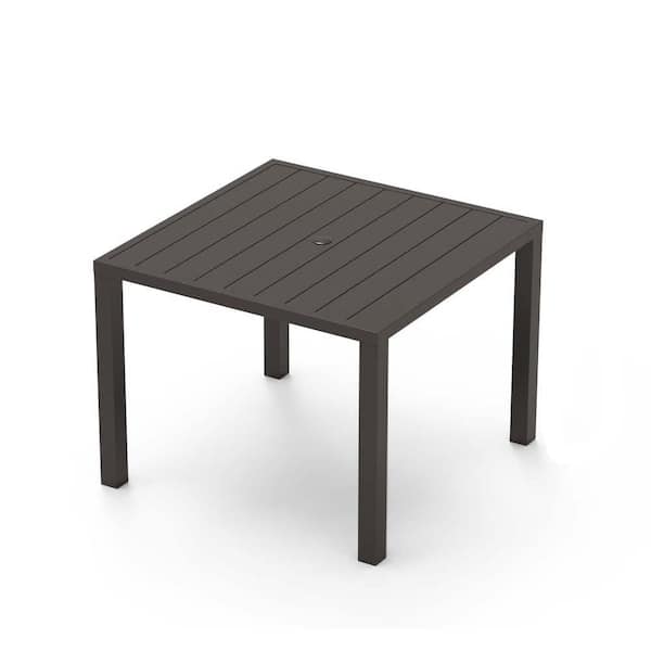 Patio Dining Table for 4 Person, Square Slatted Metal Patio Table with ...