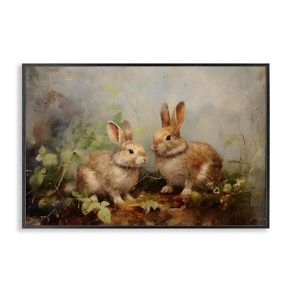 Stupell Industries Wild Rabbits in Nature by Petal Prints Design Black ...