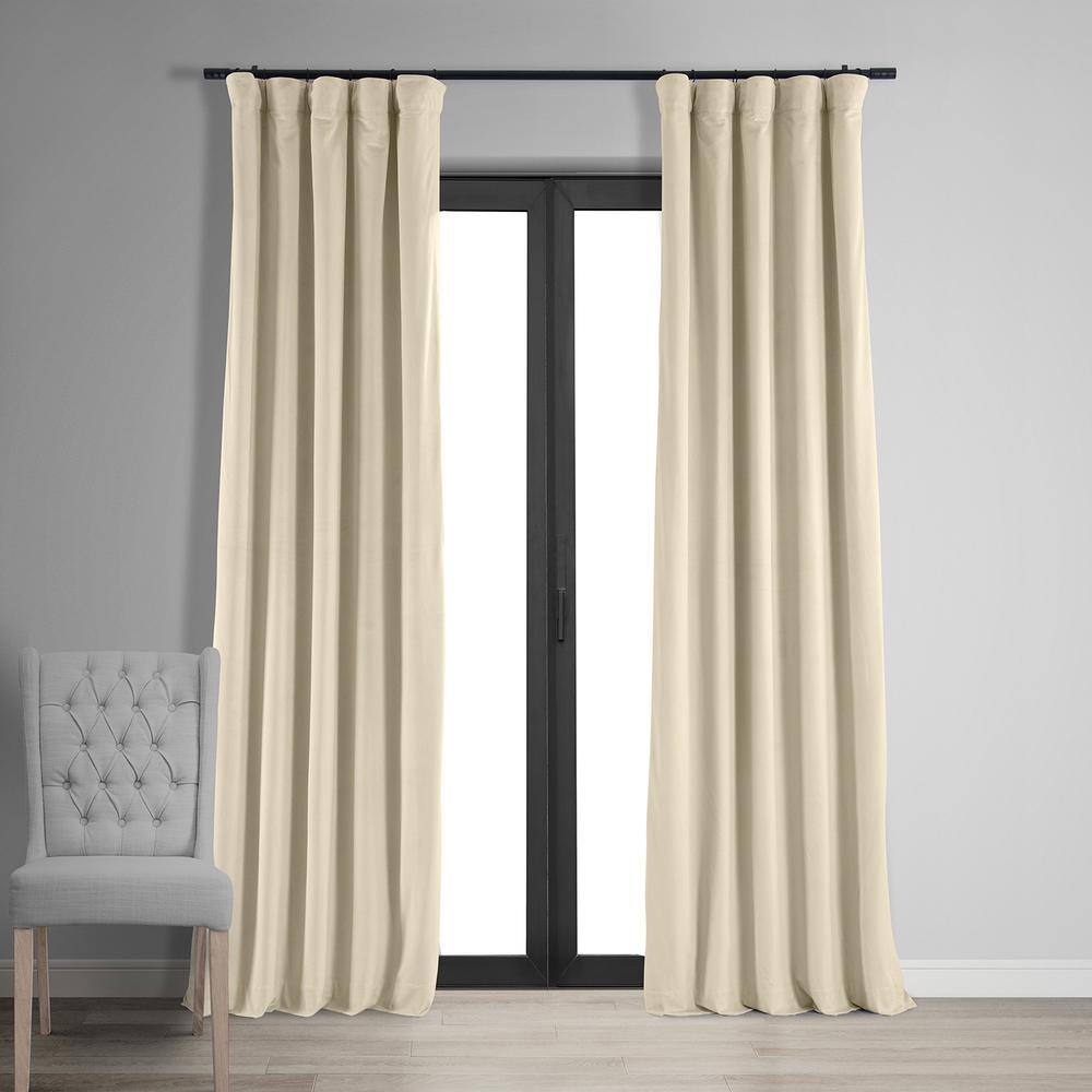 Exclusive Fabrics & Furnishings Signature Ecru Velvet Blackout Curtain ...