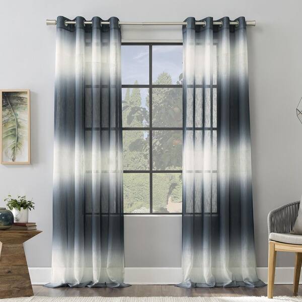 SCOTT LIVING Atlantic Ombre 52 in. W x 84 in. L Open Weave Sheer ...