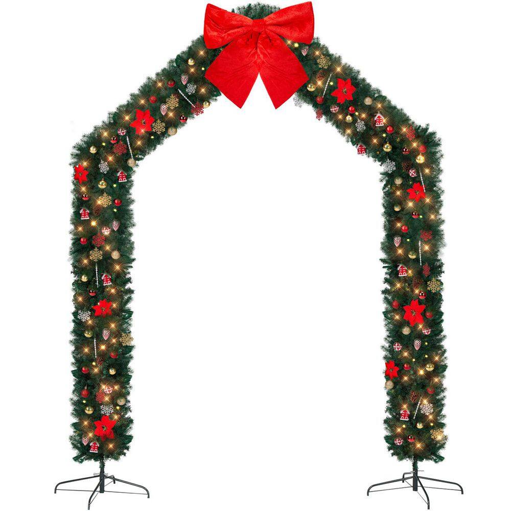 Karl home 8. 5ft Pre-lit PVC Christmas Arch with 350 LED Lights and Bow ...