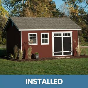 Handy Home Products Professionally Installed Scarsdale 12 ft. x 16 ft. Designer Outdoor Wood Shed with 2 Windows Brown Shingle 192 sq. ft. 62395 0 The Home Depot
