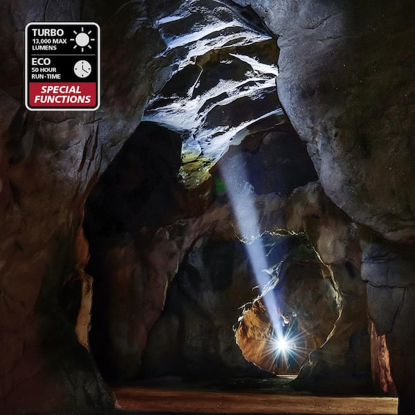 Husky 10000 Lumens Dual Power Focusing Aluminum Rechargeable Flashlight ...