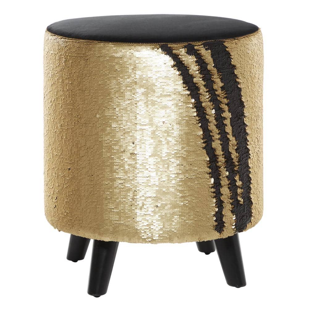 Litton Lane 16 in. Gold Fabric Contemporary Stool 53749 - The Home Depot