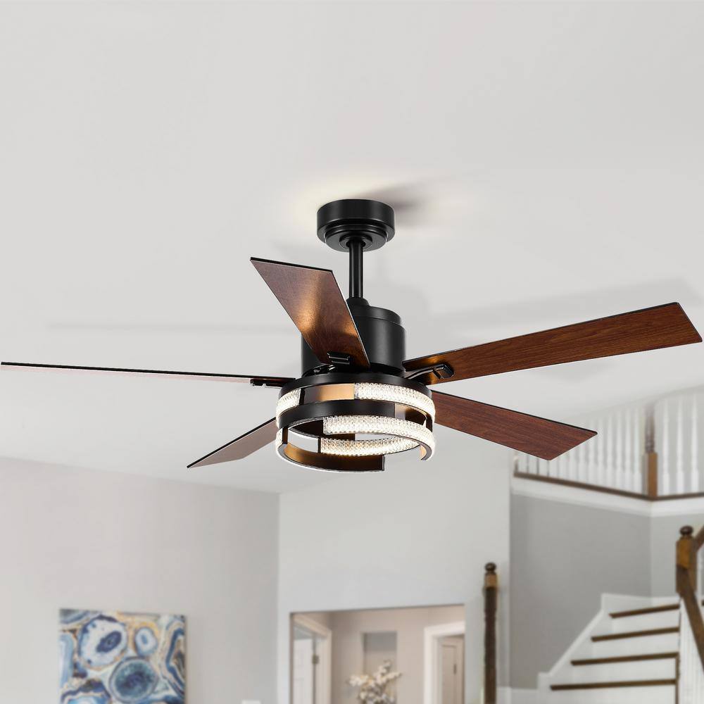 Sky Hog Grover 52 in. Integrated LED Indoor Black Ceiling Fan with ...