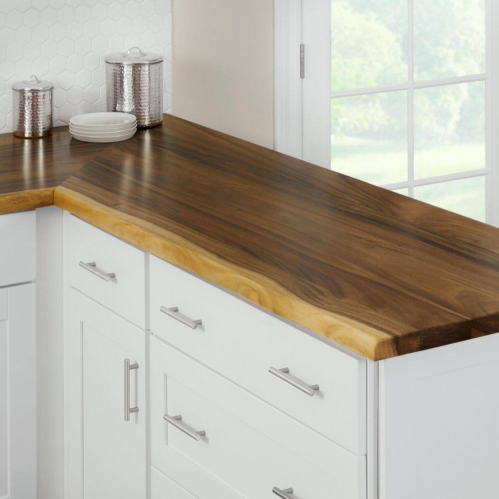 Buy 6 ft. L x 25 in. D Finished Saman Solid Wood Butcher Block ...