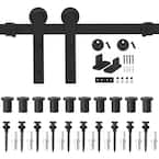 WINSOON 12 ft. /144 in. Frosted Black Strap Sliding Barn Door Hardware ...