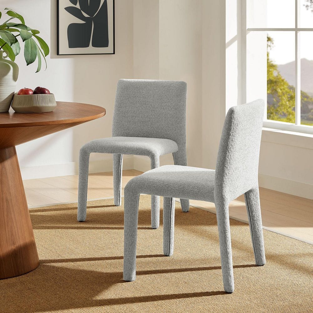 MODWAY Rhodes Fully Upholstered Dining Chair in Dove Gray-Chenille ...