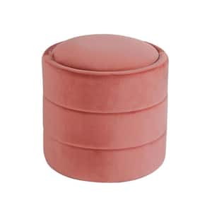 Design Guild Pink Velvet Round Storage Ottoman 1230237 - The Home Depot