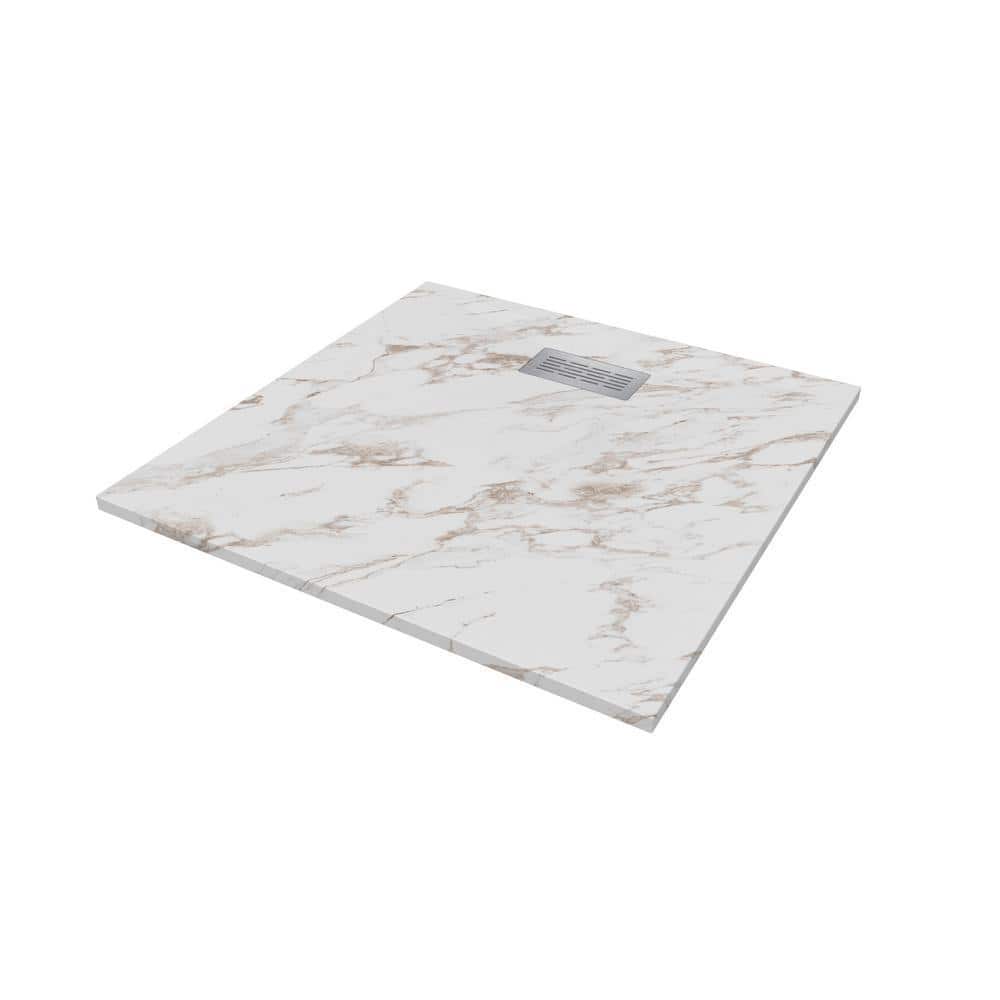 CASTICO 42 in. L x 42 in. W x 1.125 in. H Solid Composite Stone Shower ...
