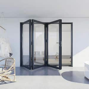 ATVIO 144 in. x 96 in. Black Aluminum Out-Swing Folding Patio Door 1 ...