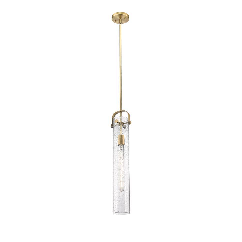 Innovations Pilaster 100-Watt 1 Light Brushed Brass Shaded Pendant ...