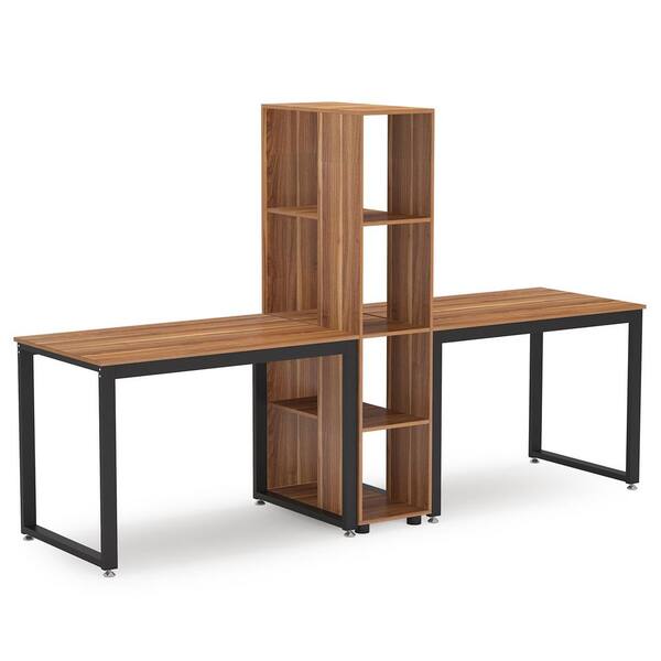 Tribesigns Cassey 91.7 in. Rectangular Brown Engineered Wood Computer ...