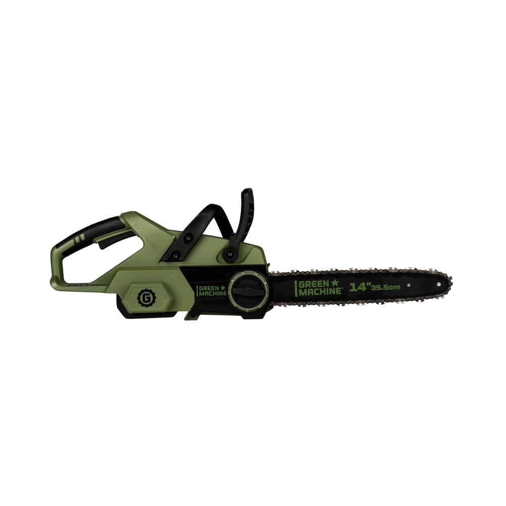 Green Machine 14 in. 62-Volt Brushless Battery Chainsaw (Tool Only ...