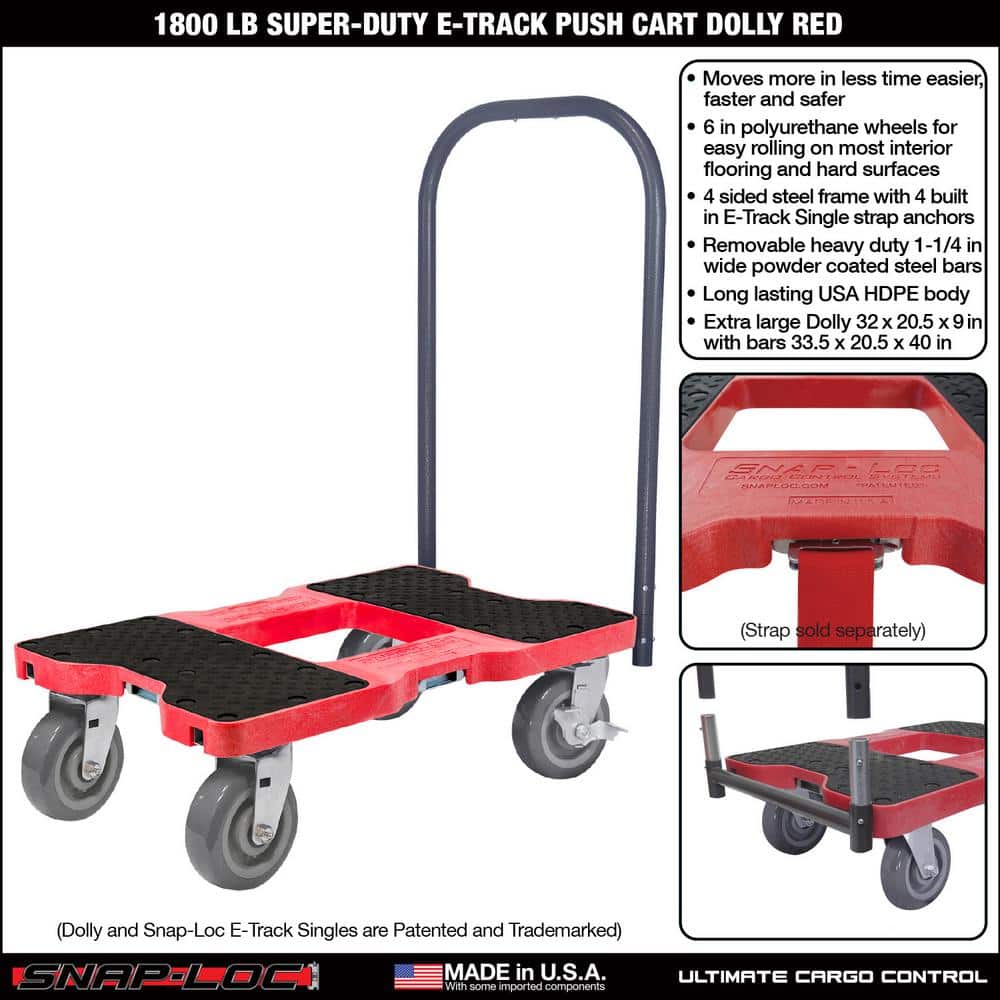 Buy 1,800 lbs. Capacity Super-Duty Professional E-Track Push Cart Dolly ...