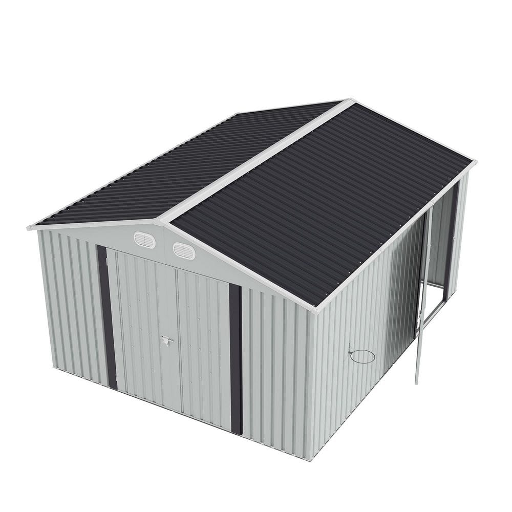 IMAGACFUN 10 x 12 ft. Large Outdoor Metal Storage Shed, Sturdy Frame ...