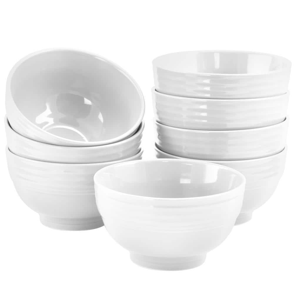 Gibson Home 22 fl. oz. White Stoneware Bowl (Set of 8) 985105035M - The ...