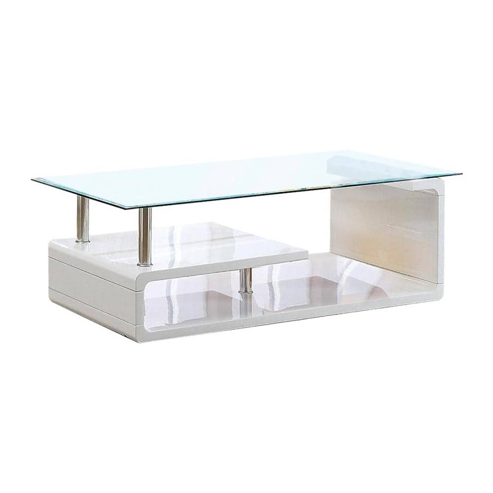 William's Home Furnishing Torkel 48 in. White/Chrome Large Rectangle ...
