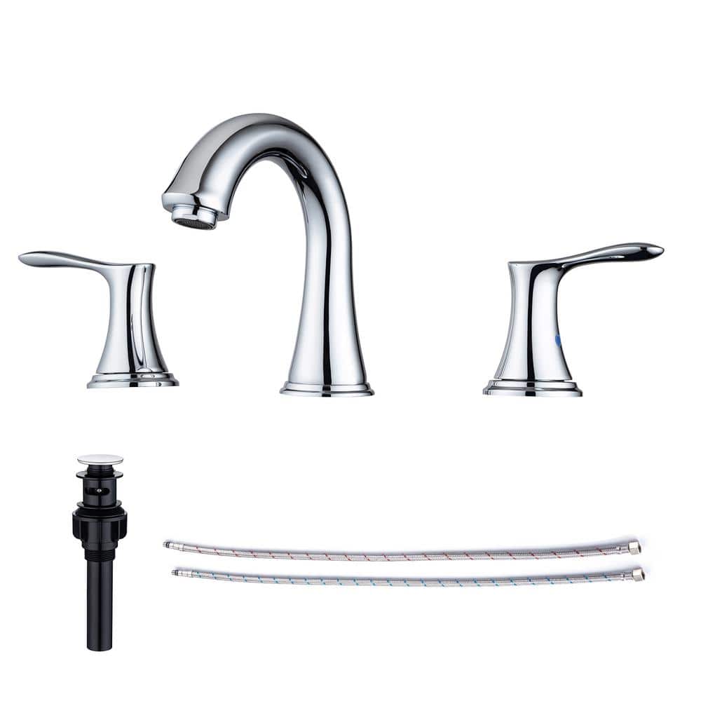 RAINLEX 8 in. Widespread Double Handle Bathroom Faucet with Drain ...