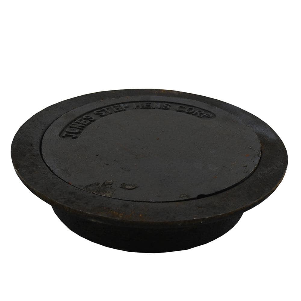 JONES STEPHENS 13-5/16 in. O.D. Cast Iron Plain Lid and Ring for 10 in ...