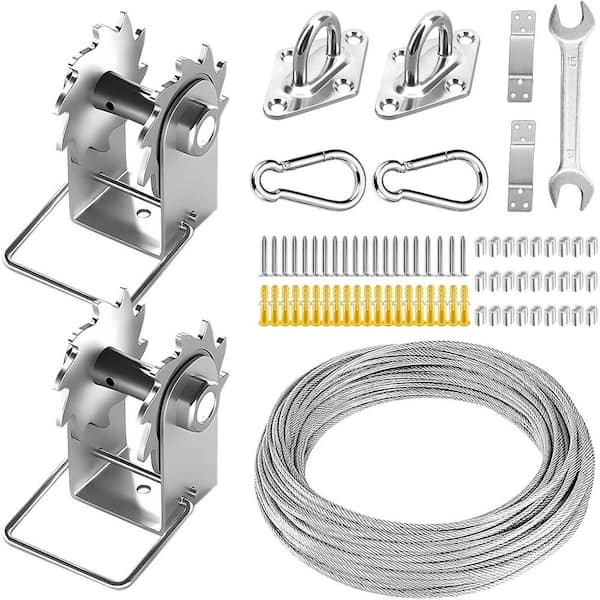 Oyezvary 75-Piece Stainless Steel Shade Sail Hardware Kit with Winches ...