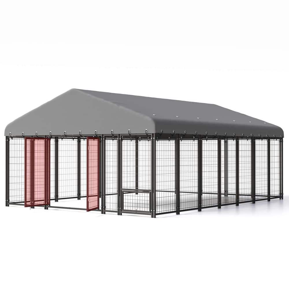 Sweecci 10 ft. x 14 ft. Large Dog Kennel Outdoor Dog Enclosure with ...