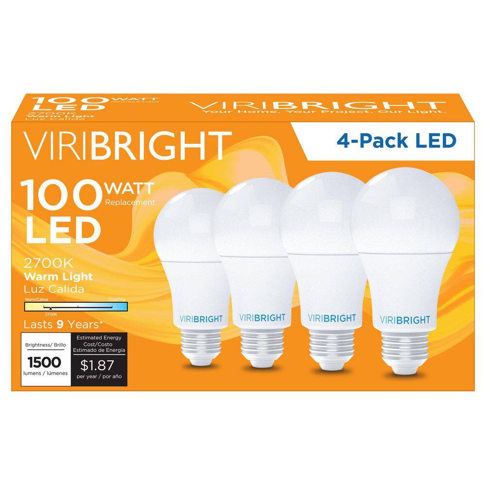 Viribright 100-Watt Equivalent A19 E26 General Purpose Standard LED ...