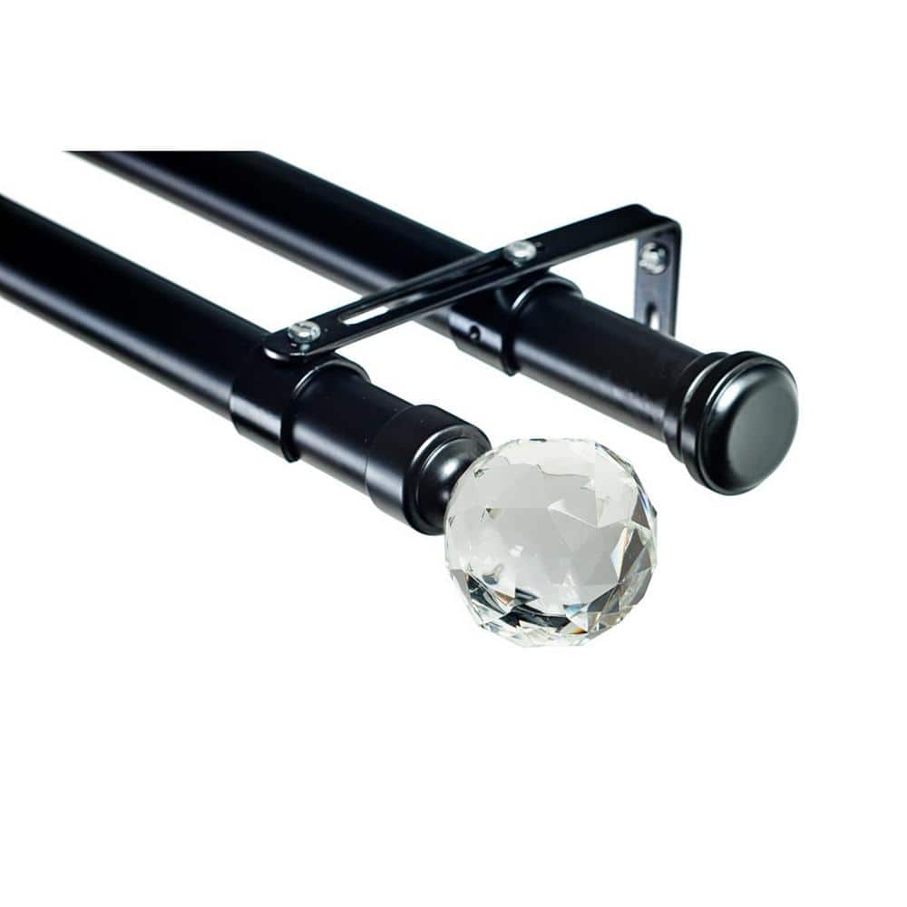 Art Decor 6 ft. Double Curtain 1-1/8 in. Dia Double Rod in Black with ...
