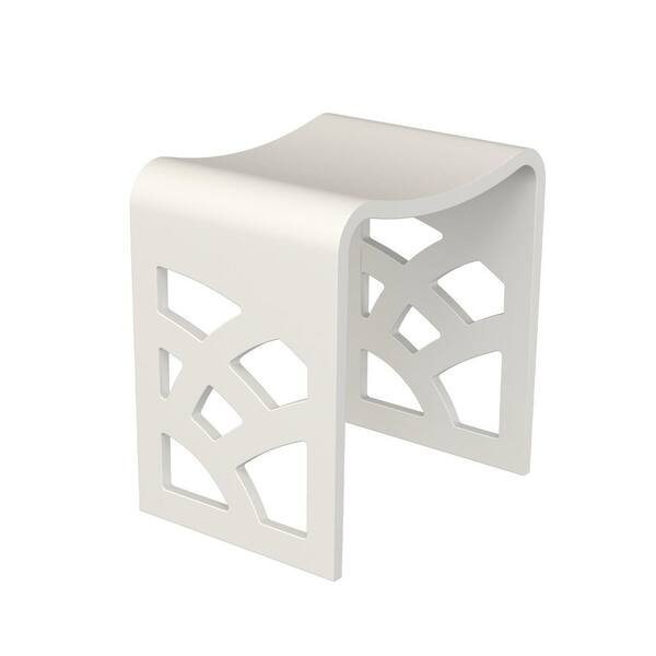 MEDUNJESS 15.7 in. Stone Resin Solid Surface Shower Stool in White with ...